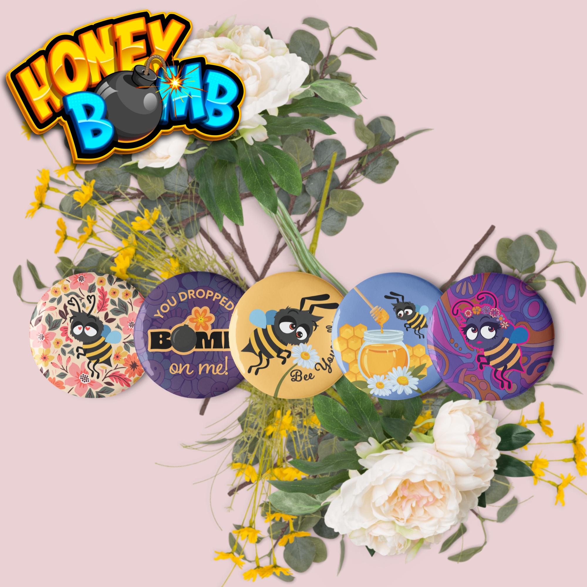 Honey Bomb Set of Pin Buttons – Bluberi Merch Store